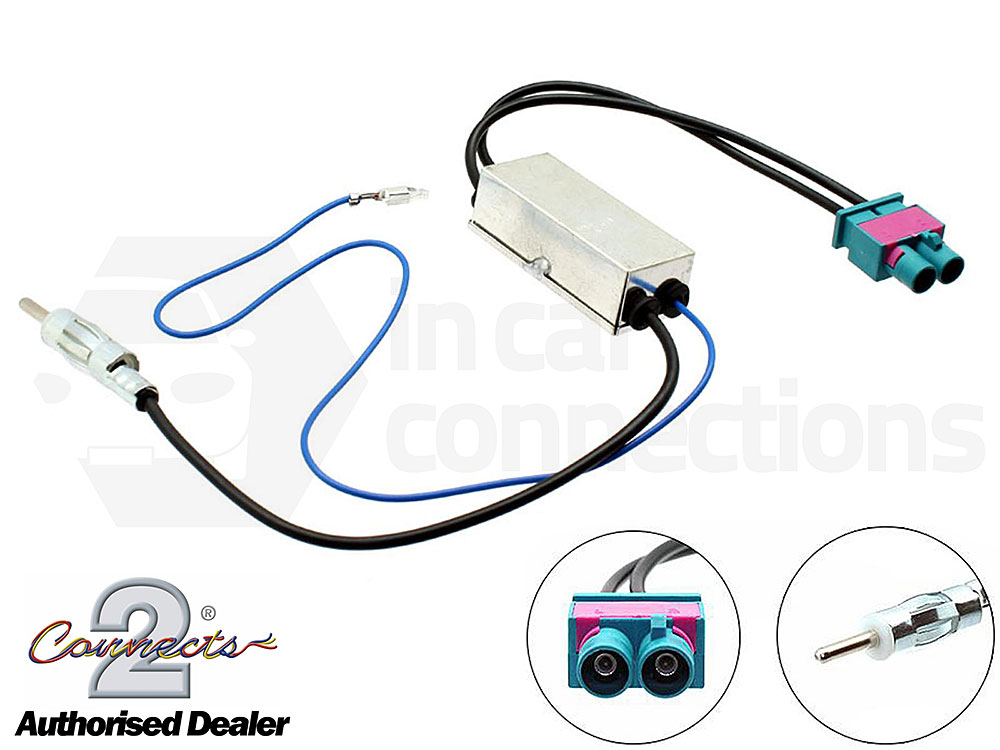 Double Twin Fakra to DIN aerial antenna adapter with Phantom Power ...